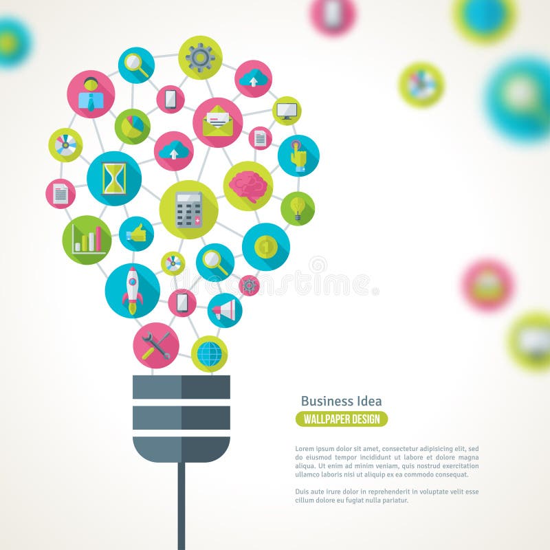 Light Bulb with Business Icons Pattern Stock Vector - Illustration of ...