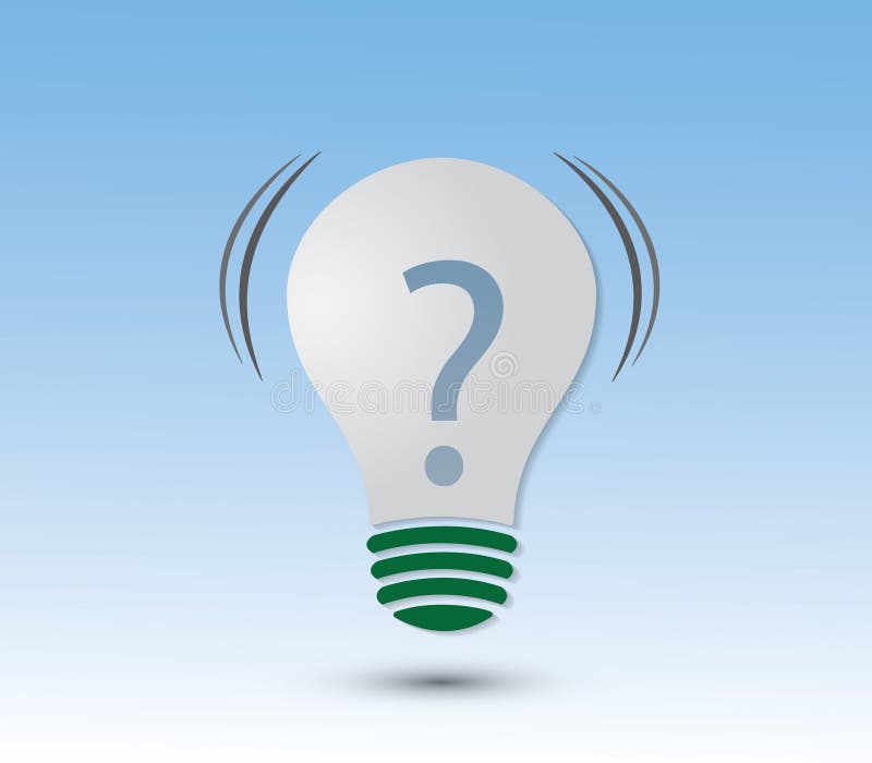 A White Light Bulb Icon with Question Mark on Blue Background Stock ...