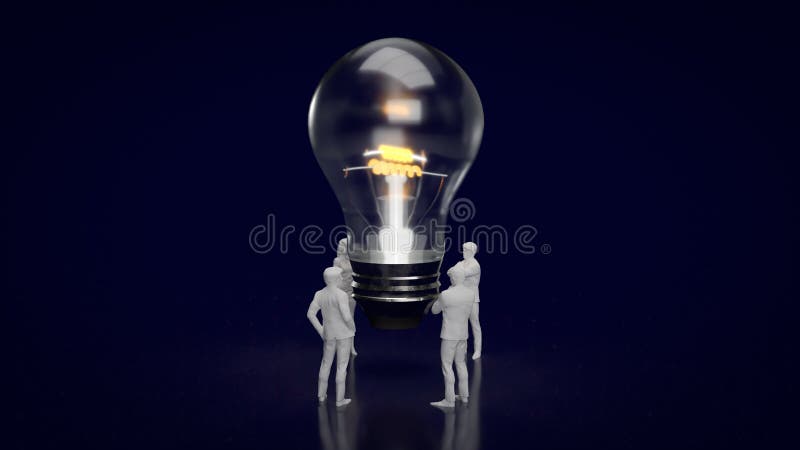 Light Bulb and Business Man 3d Rendering Stock Illustration ...