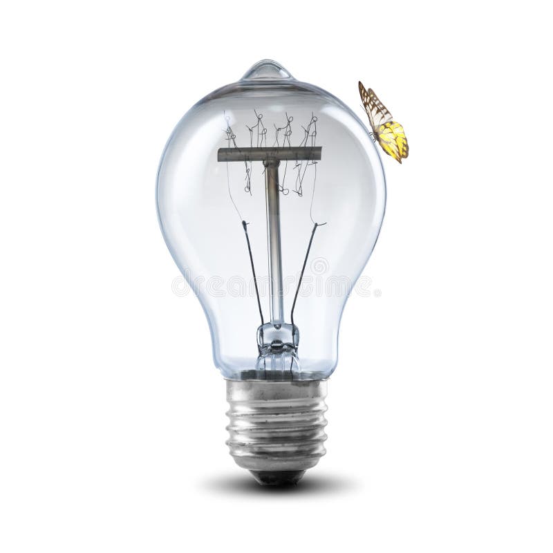 Light Bulb with butterfly stock image. Image of light - 48597451
