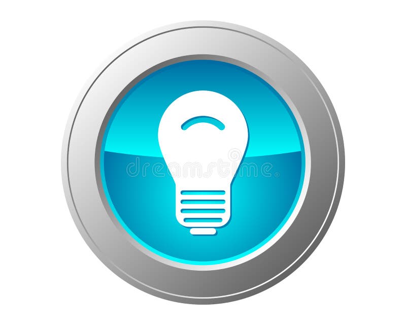 Light bulb button stock illustration. Illustration of blue - 94742929