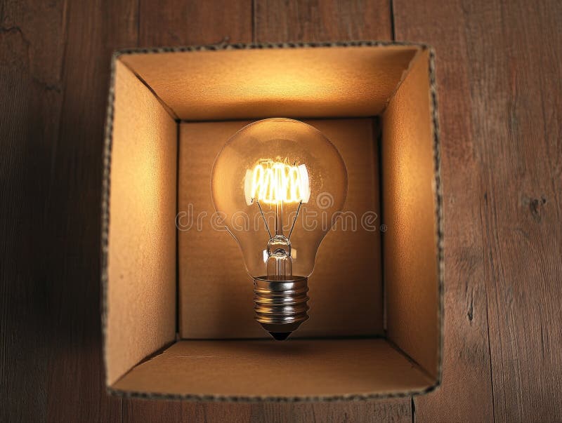 Light Bulb in Cardboard Box Stock Image - Image of cardboard, design ...