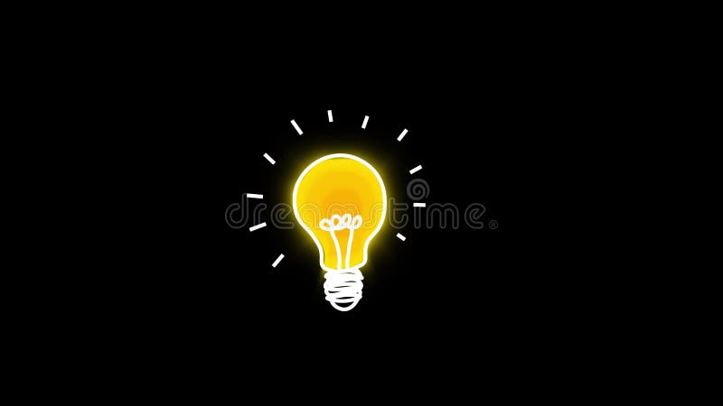 Light Bulb Cartoon Drawing Line with Glowing Effect Animation Stock ...