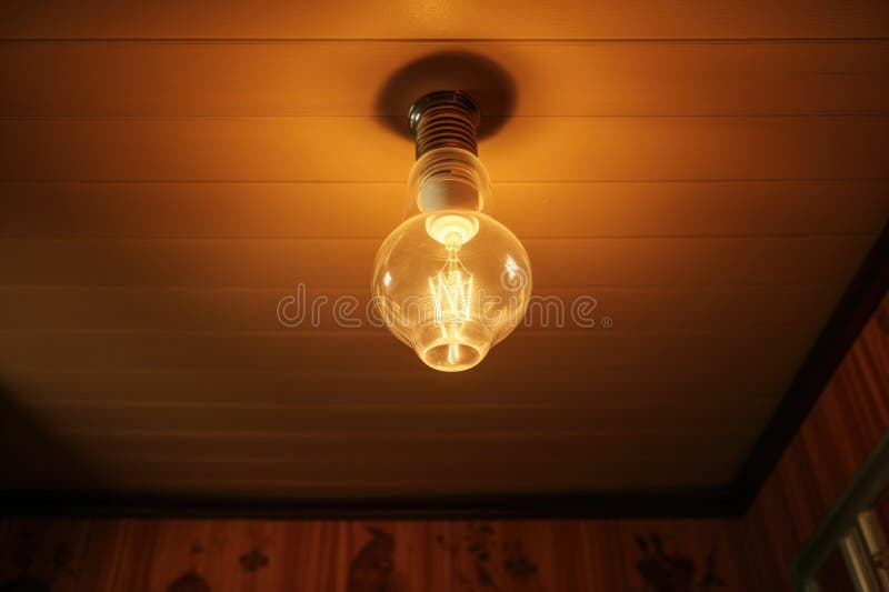 Light Bulb in a Ceiling Fixture, Turned on Stock Illustration ...