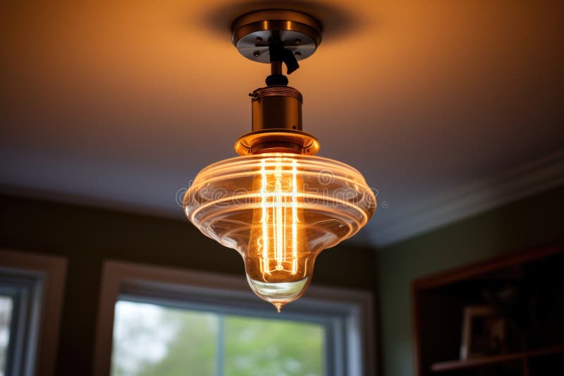Light Bulb in a Ceiling Fixture, Turned on Stock Illustration ...