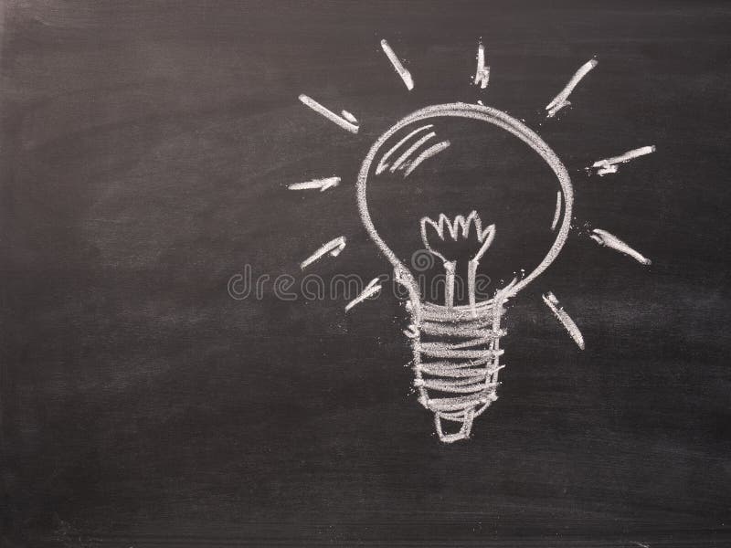 Light bulb on chalkboard stock image. Image of idea, chalk - 74037059