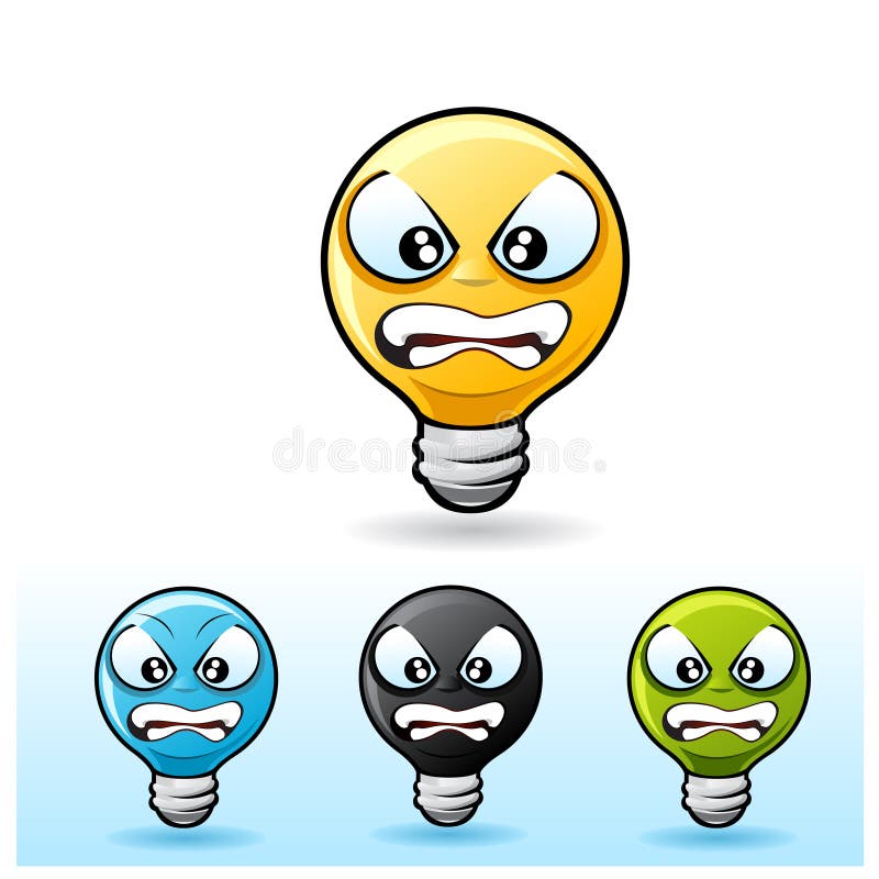 Light Bulb Character: Angry Stock Vector - Illustration of blue, energy ...