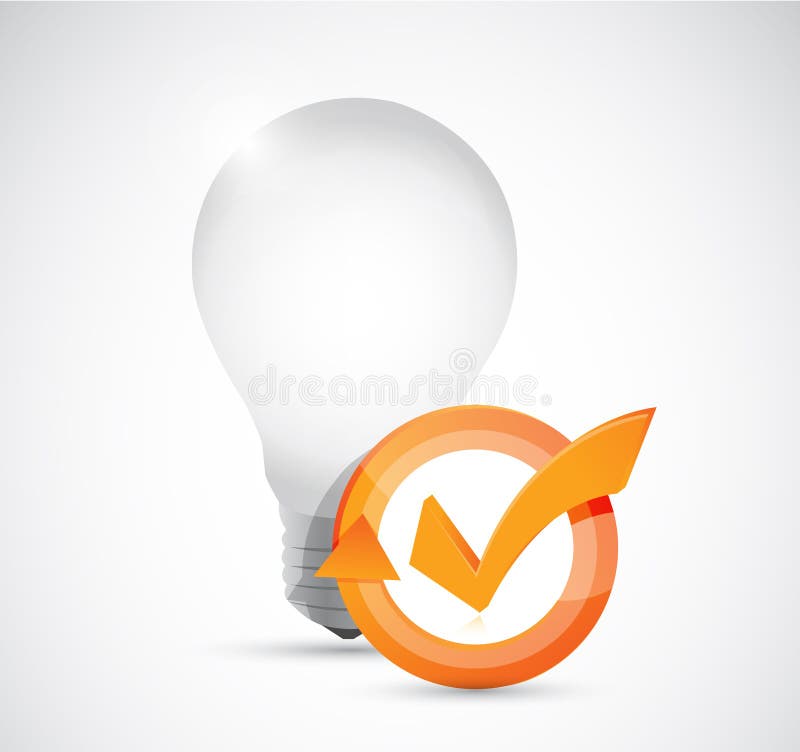 Light Bulb and Check Mark Cycle Stock Image - Image of glass, energy ...