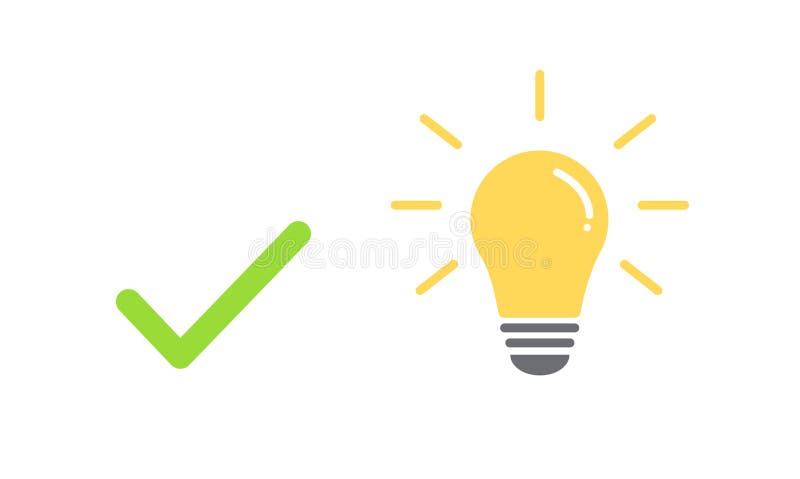A Bulb with Tick Mark Illustration. Stock Vector - Illustration of ...