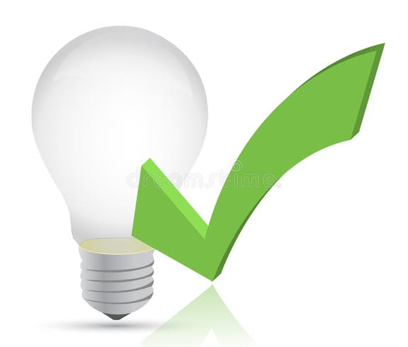 Light Bulb and Check Mark Illustration Stock Illustration ...