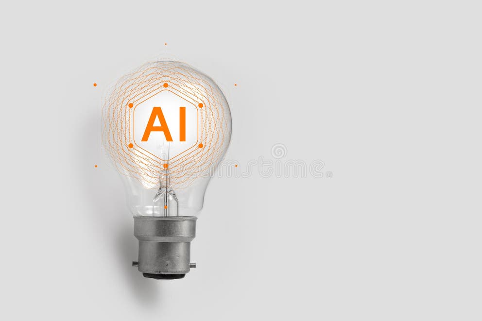 Light Bulb with Chip and Text "AI" Stock Illustration - Illustration of ...
