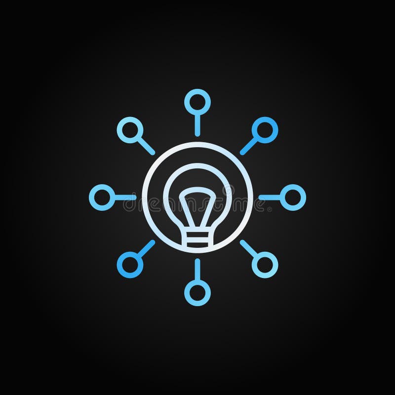 Light Bulb With Circles Vector Colored Icon In Thin Line Style Stock ...