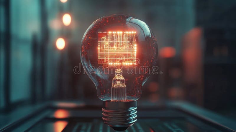 A Light Bulb with a Circuit Inside of it Stock Illustration ...