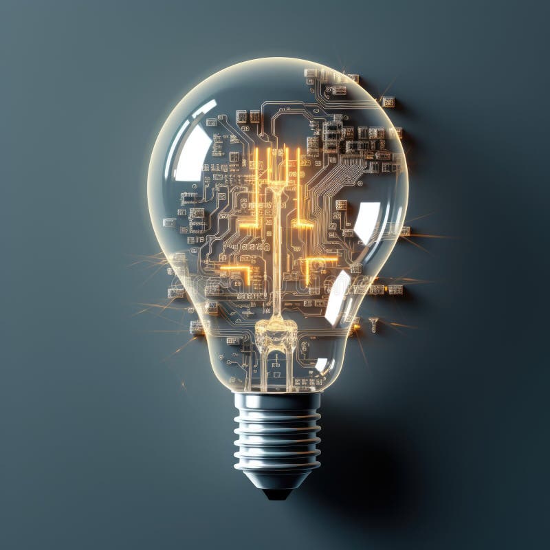 A Light Bulb with a Circuit Inside of it. Stock Illustration ...