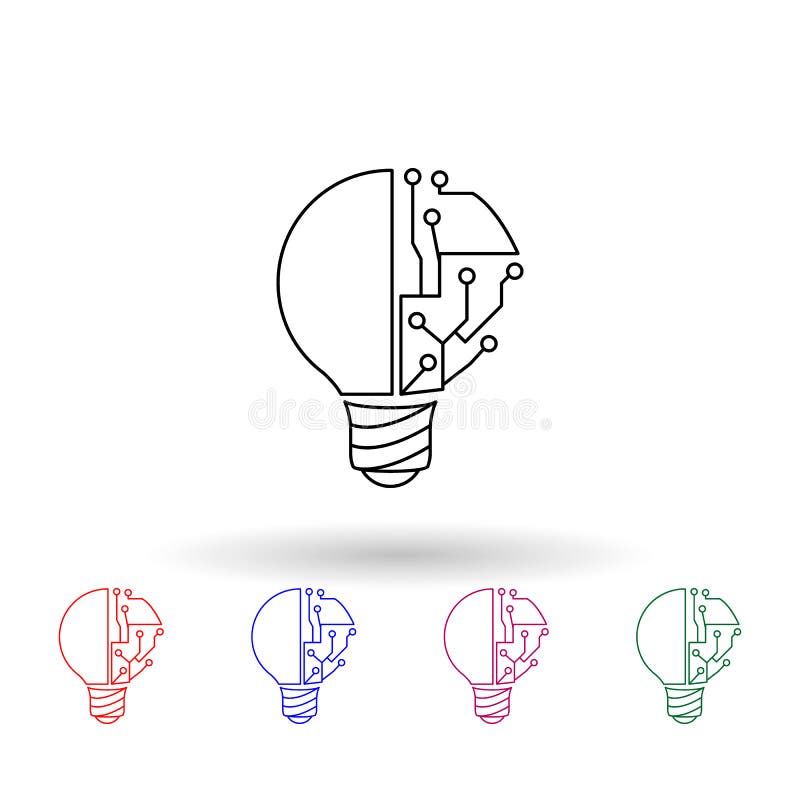 Light Bulb And Circuit Multi Color Icon Simple Thin Line Outline