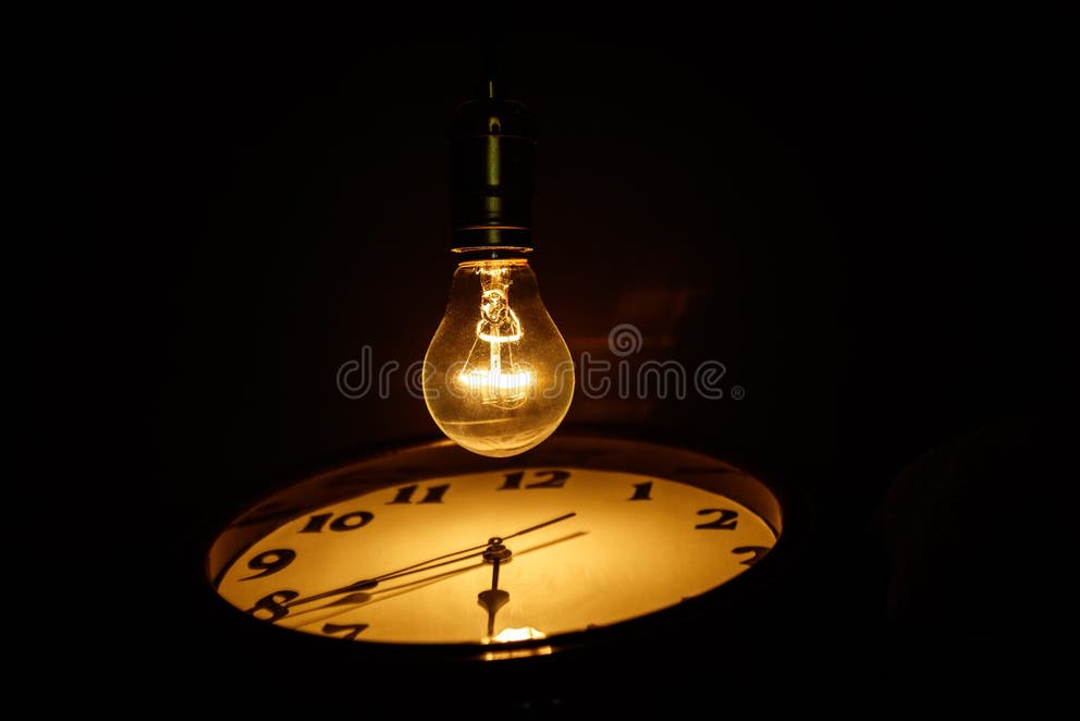 Light bulb and clock stock image. Image of glass, creativity - 86109041