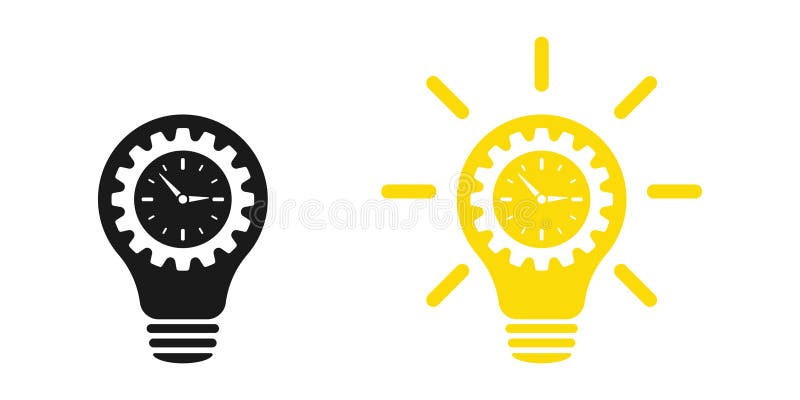 Light Bulb with a Clock in the Mechanism. Illustration Set. Stock ...
