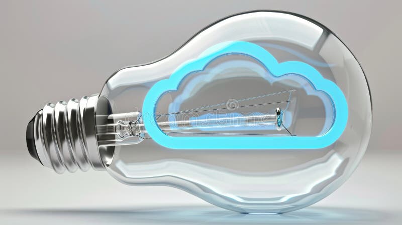 Light Bulb with Cloud Computing Symbol. Concept of Cloud Technology ...