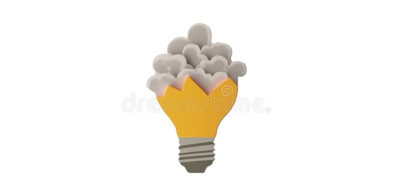 Light Bulb with Cloud Explosion Concept. Innovation and Creative Ideas ...