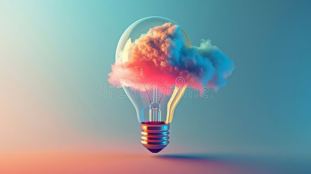 Light Bulb with Cloud Inside, Creative Idea and Innovation Concept ...