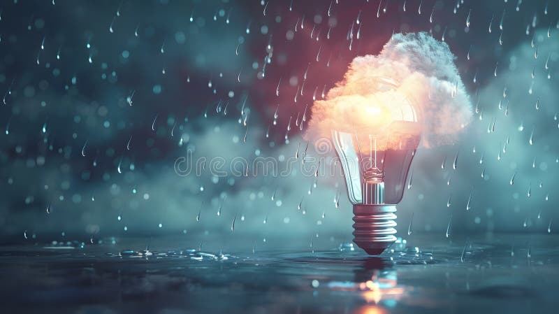 Light Bulb with Cloud and Rain Nourishing Ideas. Stock Illustration ...
