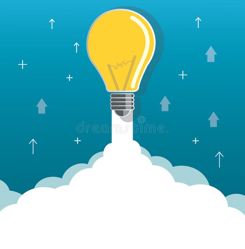 Light Bulb on Cloud Startup Concept Illustration Stock Vector ...