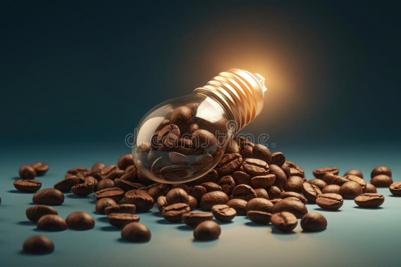 Light Bulb Coffee Beans on Color Background. AI Generated Stock ...