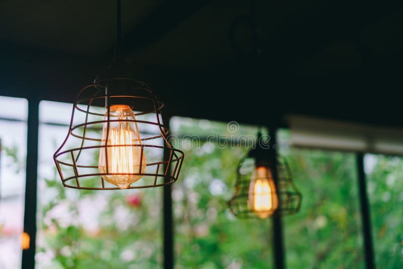 Light Bulb in Coffee Cafe.vintage Color Tone. Stock Photo - Image of ...