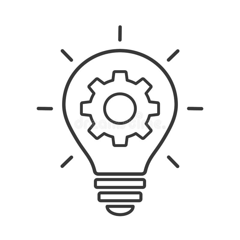 Light Bulb with Cog or Gear Sign. Idea Outline Icon. Innovation Icon in ... Light Bulb with Cog or Gear Sign. Idea Outline Icon. Innovation Icon in ...