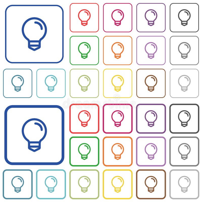 Light Bulb Color Outlined Flat Icons Stock Vector - Illustration of ...