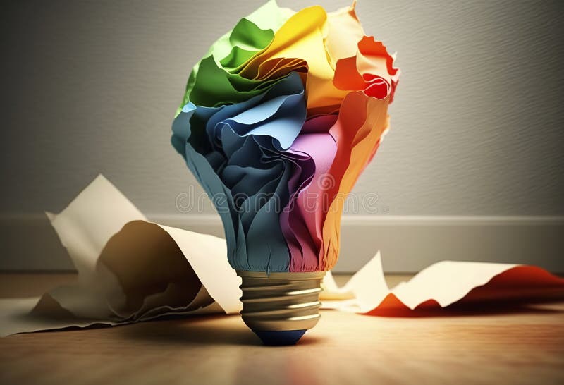 Light Bulb of Colored Paper. Generative AI. Stock Illustration ...
