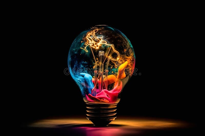 Light Bulb Colored Smoke and Spray Inside Stock Illustration ...