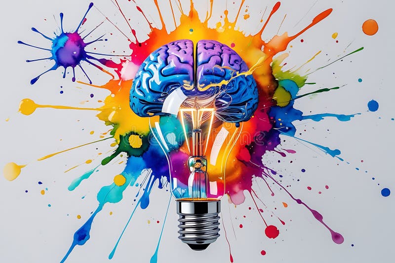Light Bulb Colorful Explosion Vibrant Watercolor Splatter Creativity ...