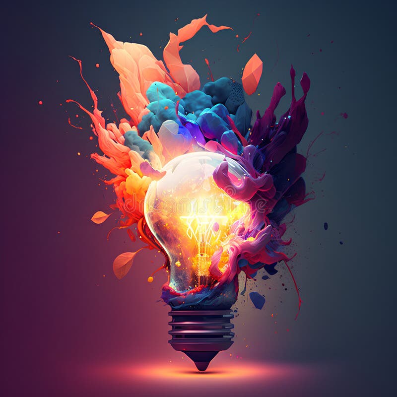 Light Bulb with Colorful Paint Splashes. Idea Concept Stock ...