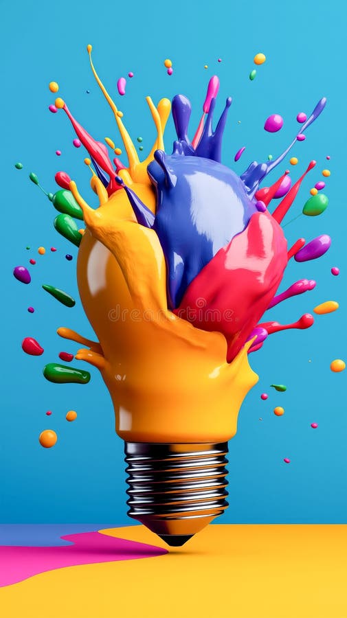 Light Bulb with Lot of Paint Splatters All Over it. Generative AI Stock ...