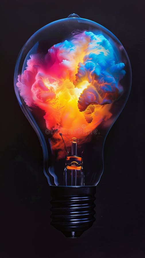 Light Bulb with Colorful Smoke Inside Stock Photo - Image of ...