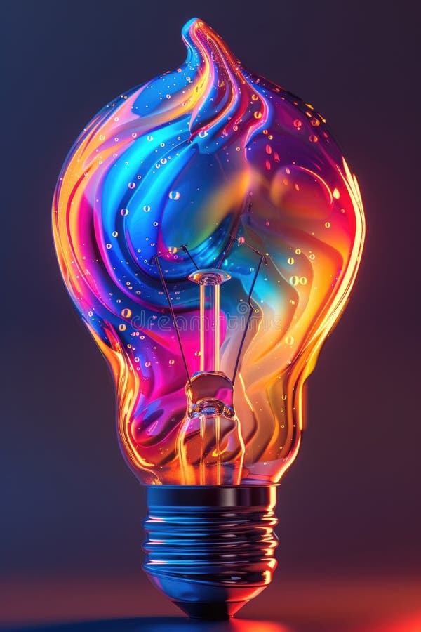 A Light Bulb with a Colorful Swirl Inside of it Stock Image - Image of ...