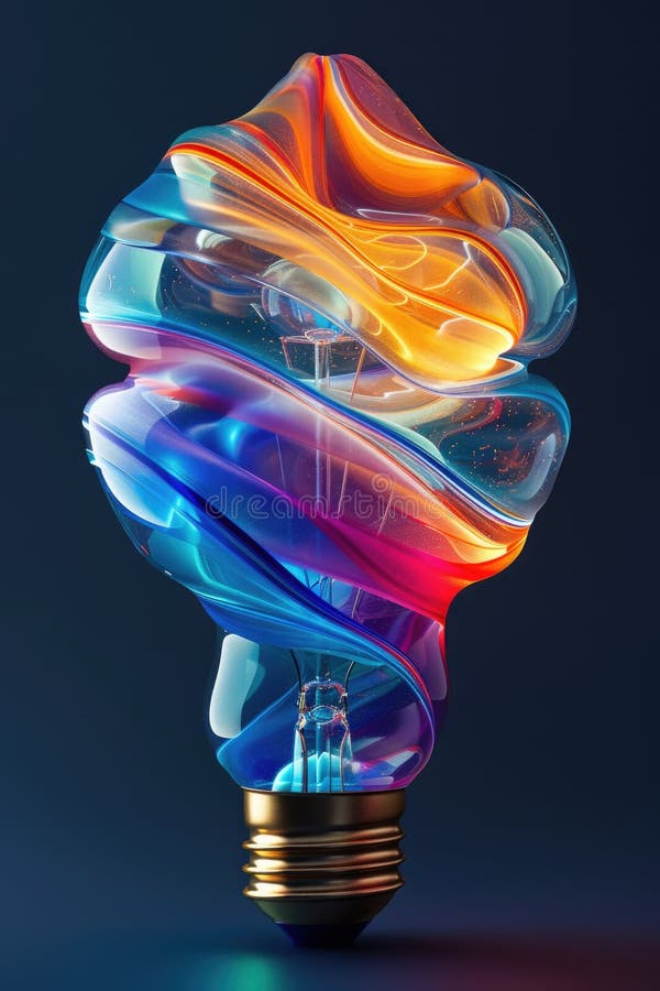 A Light Bulb with a Colorful Swirl Inside of it Stock Illustration ...