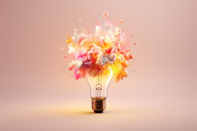 Light Bulb with Colour Explosion on Dark Background, Created Using ...