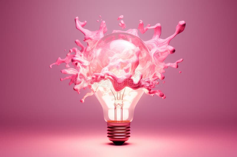 Light Bulb with Colour Explosion on Pink Background, Created Using ...