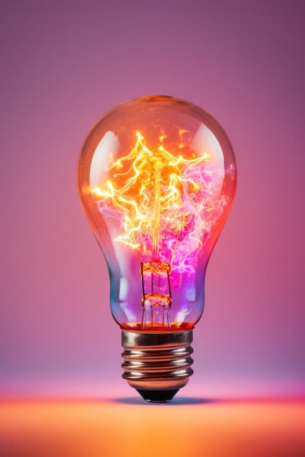Light Bulb with Colour Explosion on Pink Background, Created Using ...