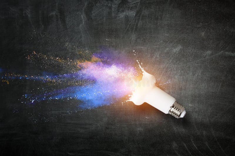 Light Bulb with Colour Paint Splash Stock Image - Image of motion ...
