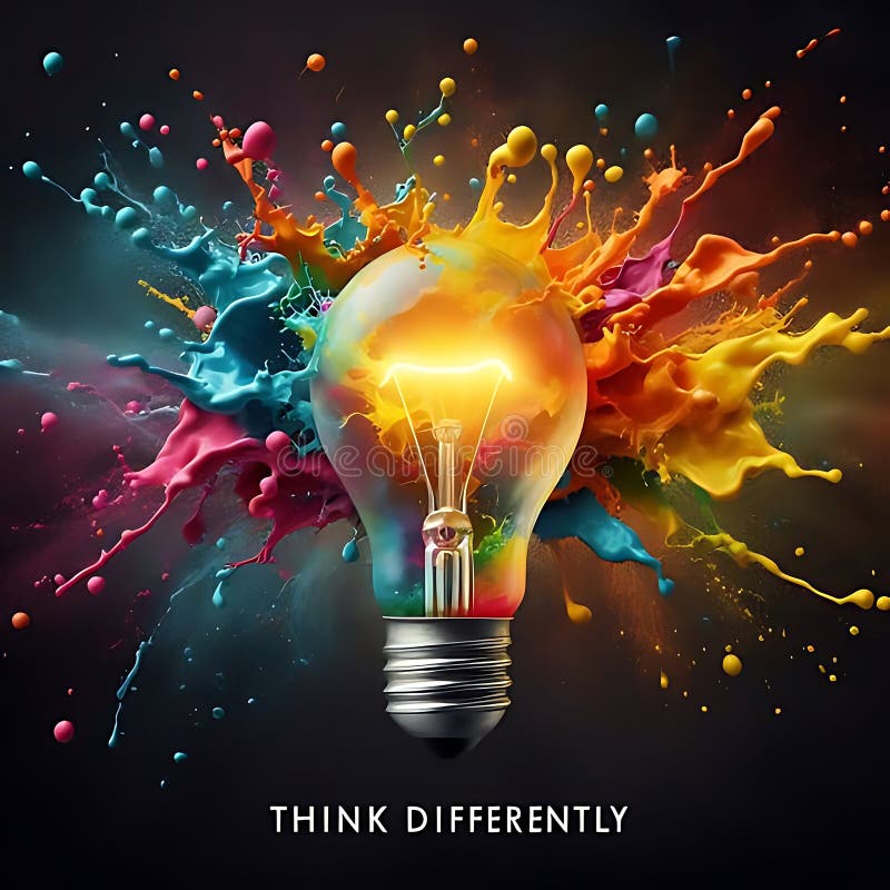 Light Bulb with Colourful Splashes on Abstract Background. 3d ...