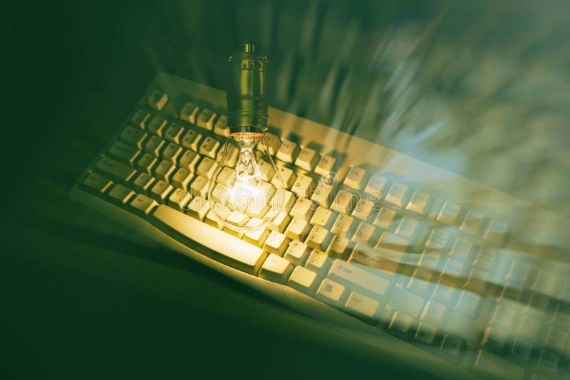 Light Bulb and Computer Keyboard Stock Photo - Image of internet ...