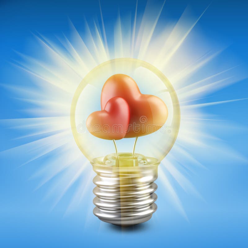 Light Bulb Concept with a Red Shape of a Heart Inside Stock ...