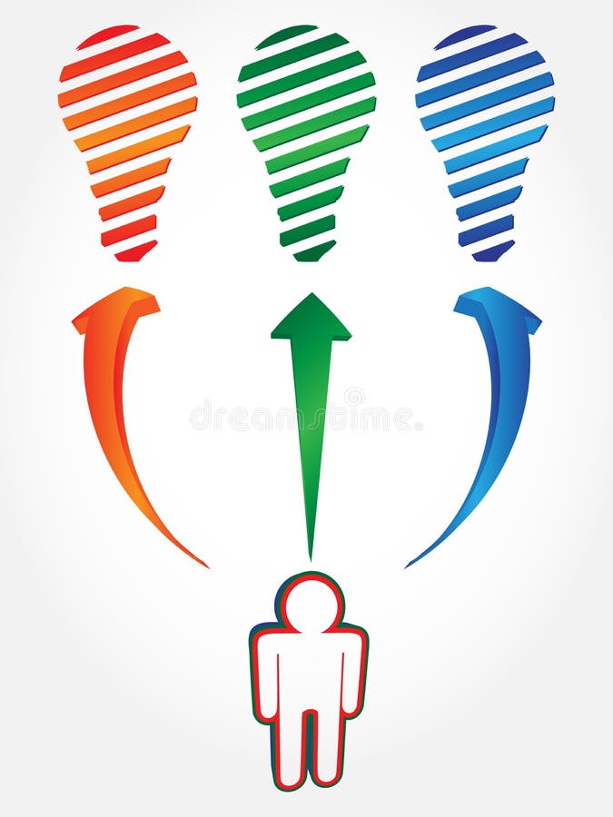 Light Bulb Concept in Three Colors Stock Vector - Illustration of human ...