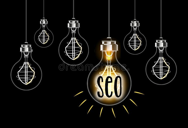 Light Bulb Concept Turned on for Seo Stock Illustration - Illustration ...
