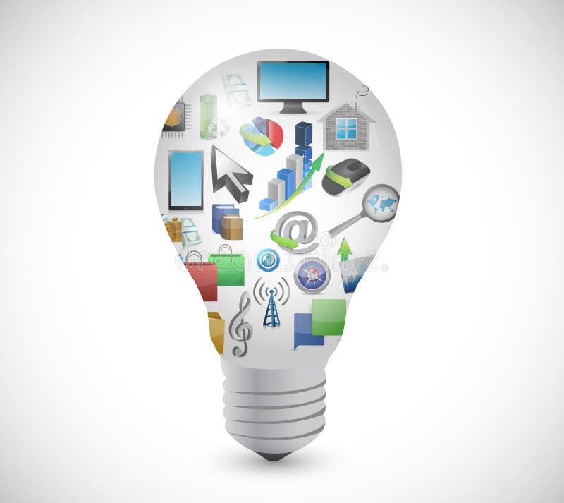 Vector Light Bulb with Technology Business Network Stock Vector ...