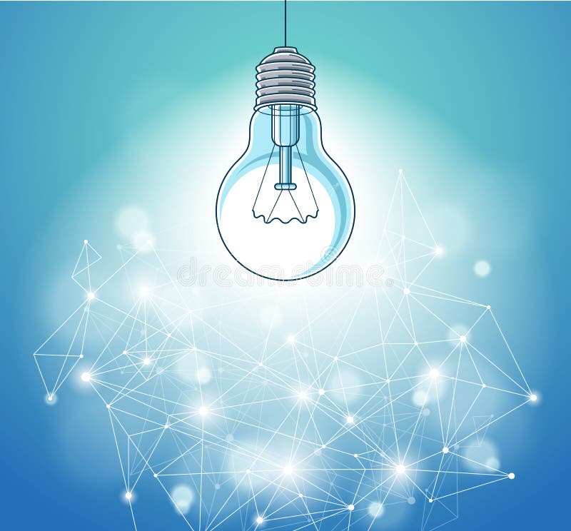 Light Bulb and Connection Lines Low Poly Design, Innovative Idea ...