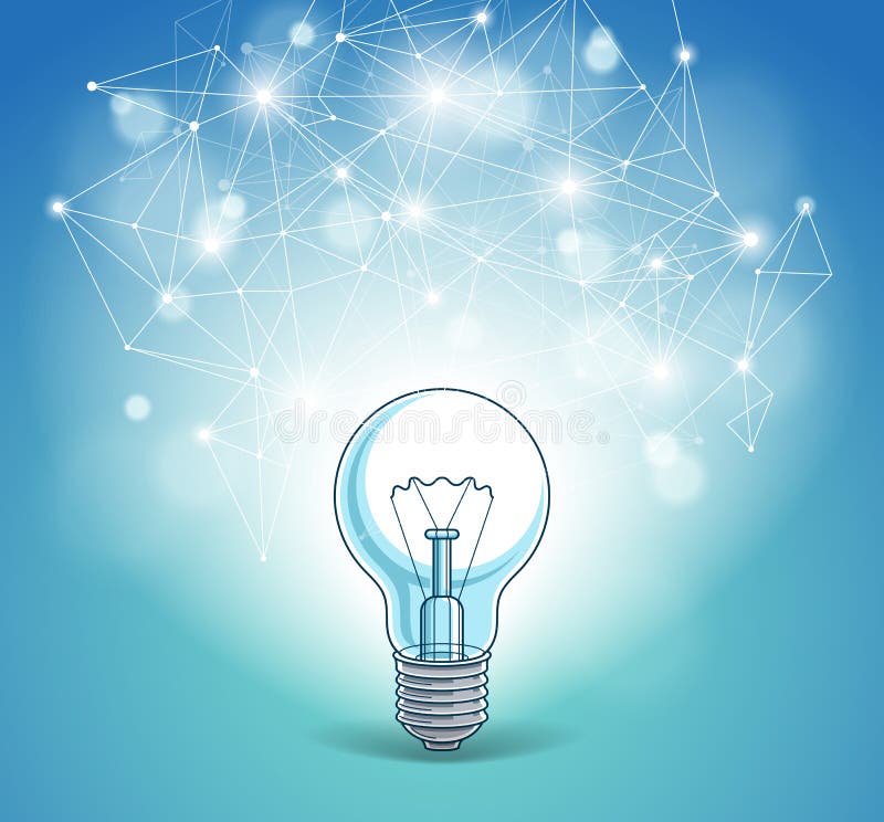 Light Bulb and Connection Lines Low Poly Design, Innovative Idea ...
